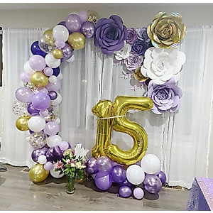 Kubert 141pcs Macaron Purple Wedding Balloon Garland White Chrome Silver Balloons Arch Kit Valentine's Day Anniversary Birthday Decor
