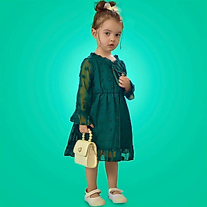 Maacie Girls Fall Casual Dress Christmas Dress Holiday Dress Babydoll Dress Green 18M