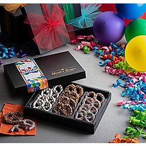 Hazel & Creme Chocolate Covered Pretzels - HAPPY BIRTHDAY Chocolate Gift Box - Birthday Food Gifts - Gourmet Food Gift (Large Box)
