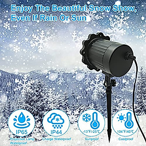 Christmas Snowflake Projector Lights, Dynamic Led Snowflake Projector Lights, White Snow Projection Outdoor and Indoor Decorative Lighting for Halloween Xmas New Year Wedding Party Holiday