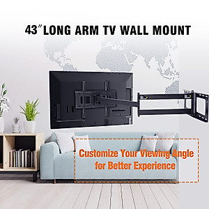 FORGING MOUNT Long Arm TV Wall Mount,Full Motion Wall Mount TV Bracket with 43" Extension Articulating Arm Universal TV Mount, Fits 26-65" Flat/Curve TVs/Monitors,Holds 99 lbs,Max VESA 400x400mm