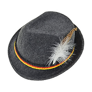 Melesh Adult Felt German Alpine Bavarian Oktoberfest Hat Cap for Men (L)
