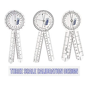ASA TECHMED Goniometer Set 4 Pieces 12", 8", 6" Body Measuring Tape - Physical Therapy, Occupational Therapy, Fitness, Medical Protractor Angle Ruler