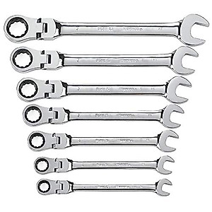 XtremepowerUS 7-Piece Flex-Head Ratcheting Combination Wrench Set, Wrenches with 72-Tooth, SAE 3/8" To 3/4" Set