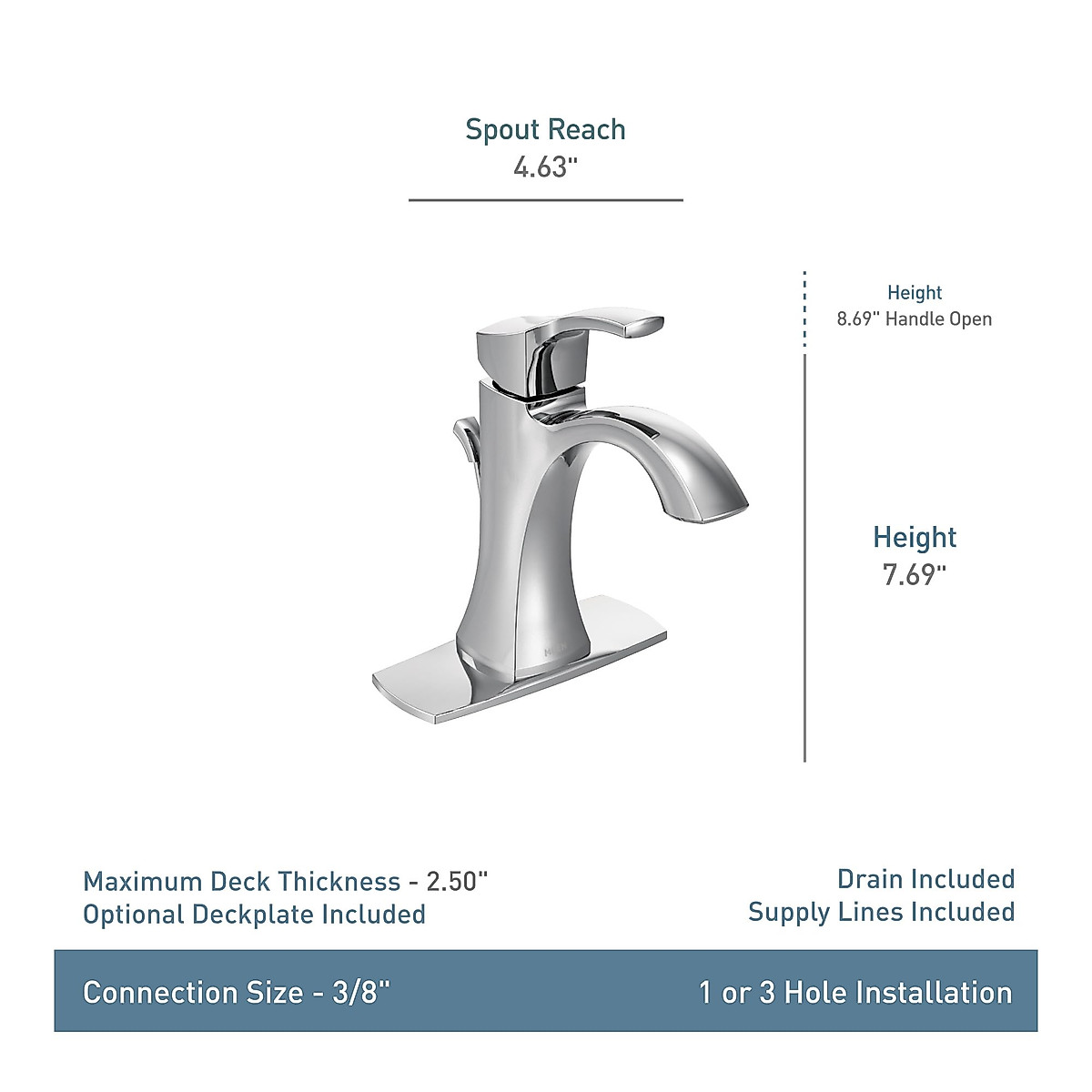Moen Voss Oil Rubbed Bronze One-Handle High-Arc Bathroom Faucet with Drain Assembly for Single-Hole Sink, 6903ORB