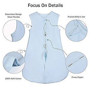 Yoofoss Baby Sleep Sack Wearable Blanket 100% Cotton 3 Pack Baby Sleeping Bag Soft and Comfortable (Large)