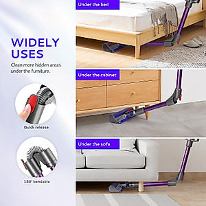 Foldable Extension Wand Compatible with Dyson V7 V8 V10 V11 V15 Cordless Vacuum Accessories, Upgrade Quick Release Wand Replacement for Dyson Stick Vacuum Attachments(Purple)