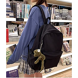 PAUBACK Black School Backpack for Girls Water Resistant High School Book Bag Simple Backpack for Teens Boys Girls, Lightweight Simple Middle School Back Pack Daypack