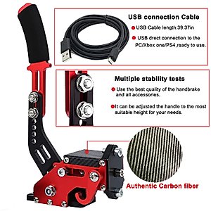 Obokidly Upgrade USB Handbrake Support G920 Compatible With XBOX ONE/XBOX ONE S For Simracing Game Sim Rig ; And Suitable For PC (Red-2)