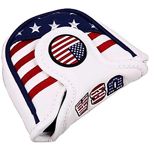 DBYAN USA Stars and Stripes Semicircle Mallet Shaped Magnetic Closure Golf Putter Head Cover for Scotty Cameron,Taylormade, Titleist, Ping and Mizuno Putters