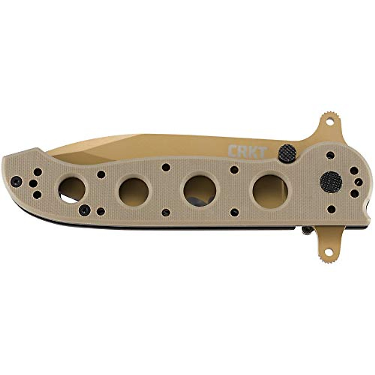 CRKT M21-14DSFG EDC Folding Pocket Knife: Special Forces Everyday Carry, Tan Serrated Edge Blade, Veff Serrations, Automated Liner Safety, Dual Hilt, Desert G10 Handle, Reversible Pocket Clip