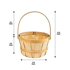 JOYIN 2 Pcs Easter Natural Woven Woodchip Basket with Lining, Easter Wicker Wooden Eggs Basket with Handle for Picnic, Gift Packing, Storage and Decor