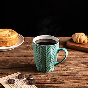 AmorArc 15oz Coffee Mugs Set of 6, Large Ceramic Coffee Mugs for Men Women Dad Mom, Modern Coffee Mugs with handle for Tea/Latte/Cappuccino/Cocoa. Dishwasher&Microwave Safe, Multi-color