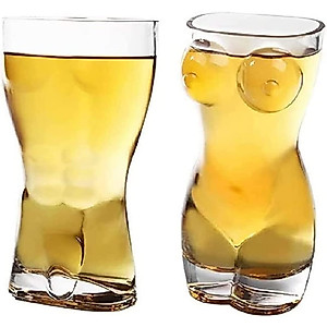 shyliey 2 Pack Cocktail Shot Glass, Transparent Funny Wine Glass, Body Shape Beverage Cups, Glassware Bar Decoration Cup, For Bars Birthday Party Decor (Classic)