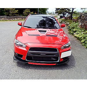 Xotic Tech Front Bumper Lip Chin Spoiler Splitter Diffuser Protector Body Kit with Adjustable 10"-13" Support Splitter Rod Compatible with Honda Accord Civic, Volkswagen MK5 MK6 MK7, Black w/Red