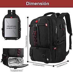 Gym Backpack with Shoe Compartment, Large Travel Backpack for Men Women Airline Approved, 17 Inch Laptop Backpack with USB Charging Port Anti Theft College School Computer Bag Business Work, Black