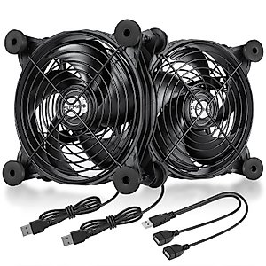 upHere USB Computer Fan Black,Dual 120mm Fan,Silent Fan for Computer Cases Computer Cabinet PlayStation Xbox Cooling,U1203