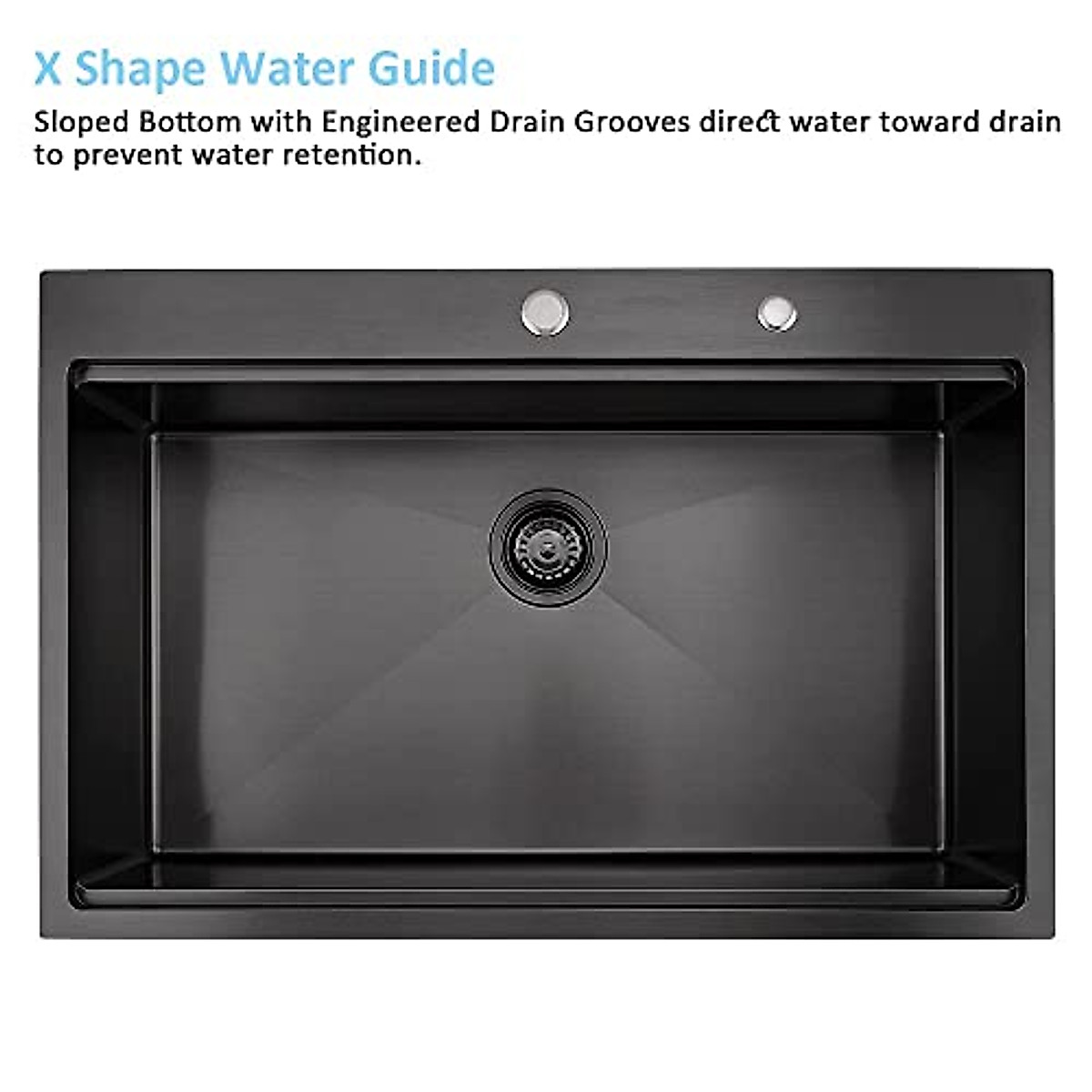 33 Inch Black Drop In Kitchen Sink Workstation-Bokaiya 33x22 Drop In Workstation Kitchen Sink 16 Gauge Stainless SteelSingle Bowl Kitchen Sink with Cutting Board