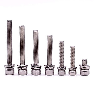 M5 x 40mm 30 PCS Socket Head Cap Screws with Flat Washer and Lock Washers, 304 Stainless Steel 18-8, Bright Finish, Full Thread, DIN912