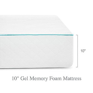 LINENSPA 10 Inch Gel Memory Foam Mattress - Dual Layered - CertiPUR-US Certified - Medium Feel - 10 Year Warranty - Queen Size