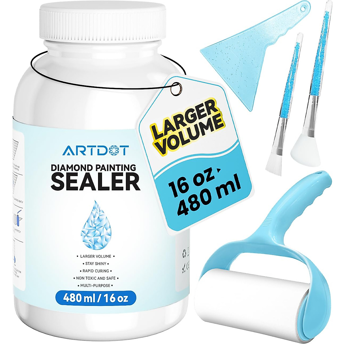 ARTDOT 16 oz Diamond Art Sealer Kits for Adults, Large Capacity Glue as Diamond Painting Accessories and Jigsaw Puzzles Tools