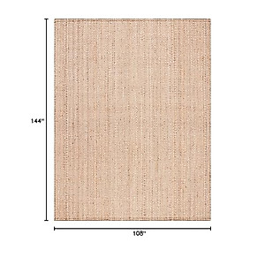 SAFAVIEH Natural Fiber Collection Area Rug - 9' x 12', Natural, Handmade Basketweave Jute, Ideal for High Traffic Areas in Living Room, Bedroom (NF401A)