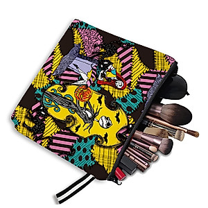 TTBDKKDM Nightmare Before Christmas Makeup Bag Halloween Theme Jack and Sally Cosmetic Bag for Women Portable Makeup Pouch Waterproof Travel Toiletry Storage Bag with Zipper
