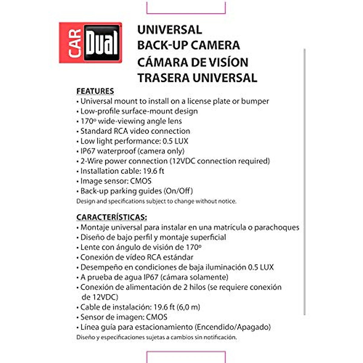 Dual Electronics XCAM200 Waterproof Full Color High Definition Universal Rear View Car Backup Camera