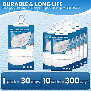 Moisture Absorbers, Hanging Closet Dehumidifier Bags, Dehumidifier Bags for Closet, Humidity Packs, Dehumidifier Bag, Hanging Humidity Absorber in Wardrobes, 5 Pack, 9.8OZ