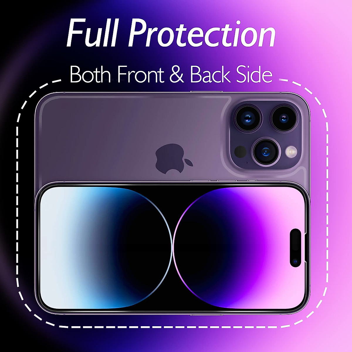 Shacoryze Front and Back Screen Protector for iPhone 14 Pro Max, Back Tempered Glass Front and Rear Glass Protector Premium HD Clarity Anti-Fingerprint/Scratch for 14 Pro Max (6.7 inch)
