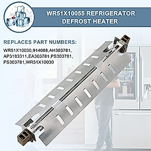 WR51X10055 Refrigerator Defrost Heater Kit,Temperature Sensor WR55X10025,High Limit Thermostat WR50X10068 with Screwdriver Replacement for G-e