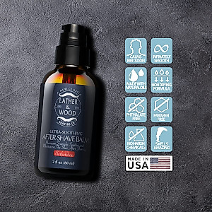 Lather & Wood - Barbershop Aftershave for Men - Long-Lasting Fragrance, Non-Greasy Formula, Easy Pump Dispener, Gentle and Subtle Scent