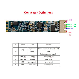 XICOOLEE Microwave Radar Sensor Module LD2410, 24GHz ISM Band, Human Presence Motion Sensing Module, Non-Contact Monitoring Detector, Horizontal Connect, with Bluetooth, Support GPIO and UART Output