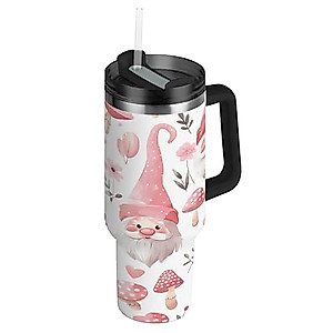 FRCSDIY Mushroom Elf Insulated Tumbler with Handle and Straw Lid,30oz Leakproof Stainless Steel Cup BPA-Free Water Bottle