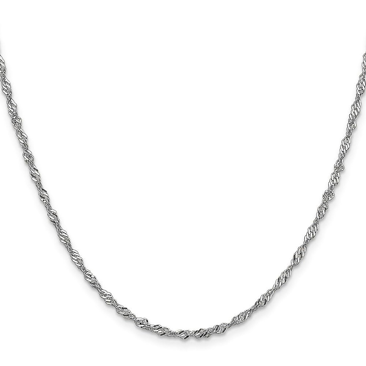 Diamond2Deal 14k White Gold 2mm Singapore Chain Necklace 20" Necklace 3.99g