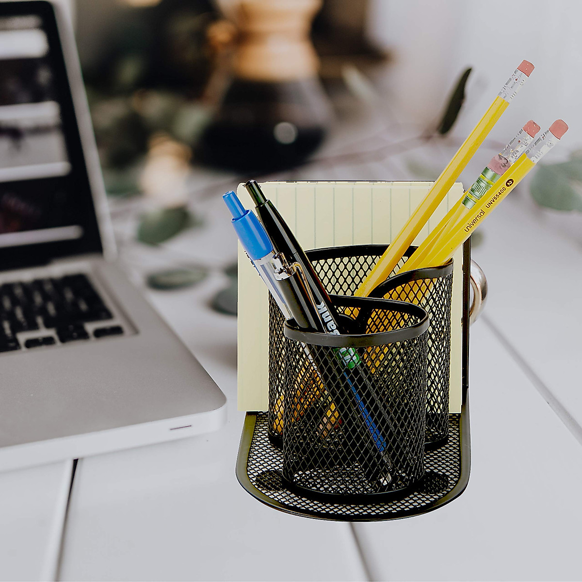 Mind Reader DCUPORG2-BLK 2 Pc Mesh Cup, Pen, Pencil, Paperclip, Office Supplies Storage Organizer, Black