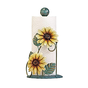 Sunflower Paper Tower Holder Kitchen Home Desk Holders, Metal Free Standing Detachable Black Paper Holder, Stainless Base Hollow Butterfly Paper Storage Shelf, Bathroom Floor Decoration Accessories