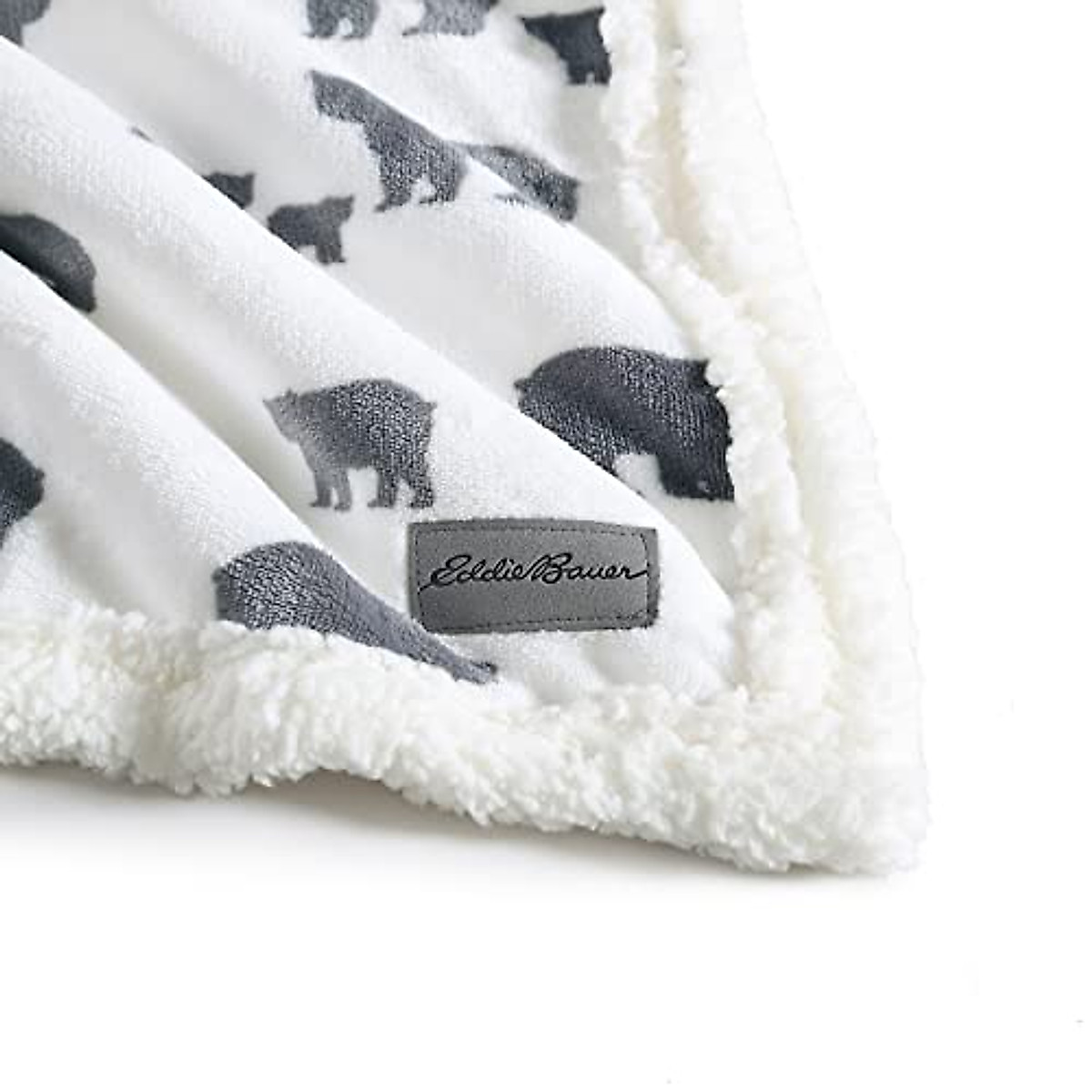 Eddie Bauer Ultra-Plush Collection Throw Blanket-Reversible Sherpa Fleece Cover, Soft & Cozy, Perfect for Bed or Couch, Bear Village