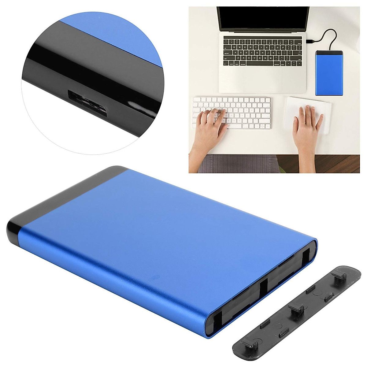 Wuqioei Portable 8TB External Hard Drive Portable HDD, Portable USB3.0 Floppy Drive 2.5 inch SSD/HDD SATA Disk Ultra-Thin Card Reader,Easy to Install,for Windows 10/7 / Vista/8 / XP/SE / 98(Blue)