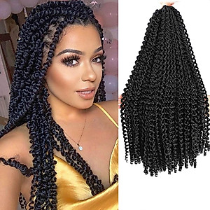 Passion Twist Hair 18 Inch 6 Packs Black Water Wave Braiding Hair for Butterfly Locs Passion Twists Bohemian Braiding Hair Extensions (18Inch 6 Packs,1B#)