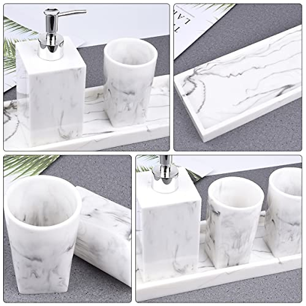 Cabilock 1 Set Bathroom Four Piece Set Dresser Tray White Ceramic Countertop Soap Dispenser Tray Soap Dispenser Organizer Sink Soap Dispenser Holder Soap Liquid Dispenser Nordic Toiletries