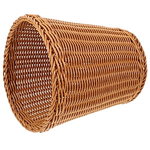 Levemolo Rattan Woven Trash Can, Brown, Open-Top, 24.5cm x 21cm x 16cm