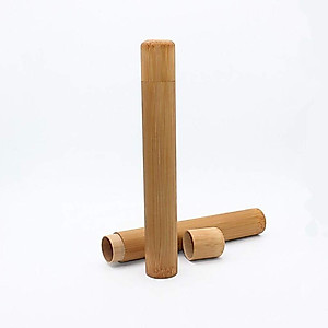 YJYdada Portable Natural Bamboo Toothbrush Case Tube for Travel Eco Friendly Hand Made (Brown)