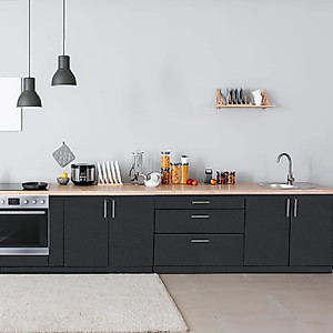 Arthome17 x240 Black Wallpaper Peel and Stick Wallpaper,Matte Black Contact Paper Self-Adhesive and Removable Vinyl Wallpaper Waterproof Contact Paper for Cabinets Countertops Wall Covering