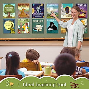Outus Literary Genres Posters Bulletin Board Set for Classroom Literature Poster Wall Art Print Teacher Educational Art Print for High Middle School Classroom Decoration(14 Pcs, Classic)
