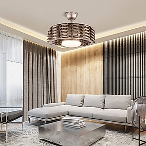 Ceiling Fan LED Fan Chandelier, 36 W, Ceiling Lighting, dimmable with Remote Control, Dimmable Adjustable Wind Speed, Modern Bedroom (Brown)