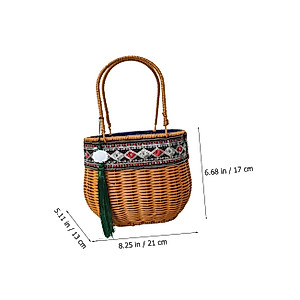 BESTOYARD Rattan Handbag Natural African Basket Toy Magazine Storage Fair Trade Basket Seagrass Belly Basket Market Basket with Handle Flower Girl Basket To Weave Pp Groceries
