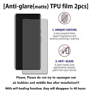 [2SET 6PCS] (2 Self Healing(clear) TPU film + 2 Anti-glare(matte) TPU film + 2 Lens Protector) compatible with Motorola ThinkPhone 5G 2023 Easy to Install TPU Film screen protector Scratch Resistant