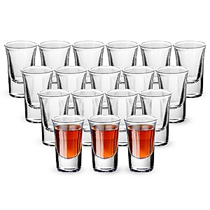 YULEER Shot Glass, 1-Ounce Whiskey Glass Set, Clear Heavy Base Shot Glasses Set of 18