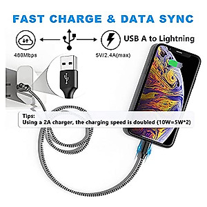 iPhone Charger Cord, USB A to Lightning Cable [Apple MFi Certified Approved] Nylon Braided Fast Charging Cable 12w 3ft Compatible iPhone 14 Plus/13 Pro Max/12 Mini/11 Promax/Xs Max/XR/X/8/7/6/5/iPad